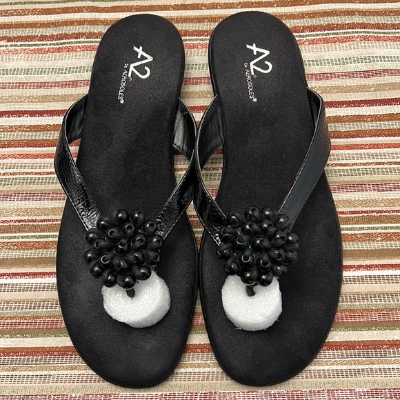 A2 By Aerosoles | Shoes | Aerosoles A2 Black Flat Sandals With Black ...